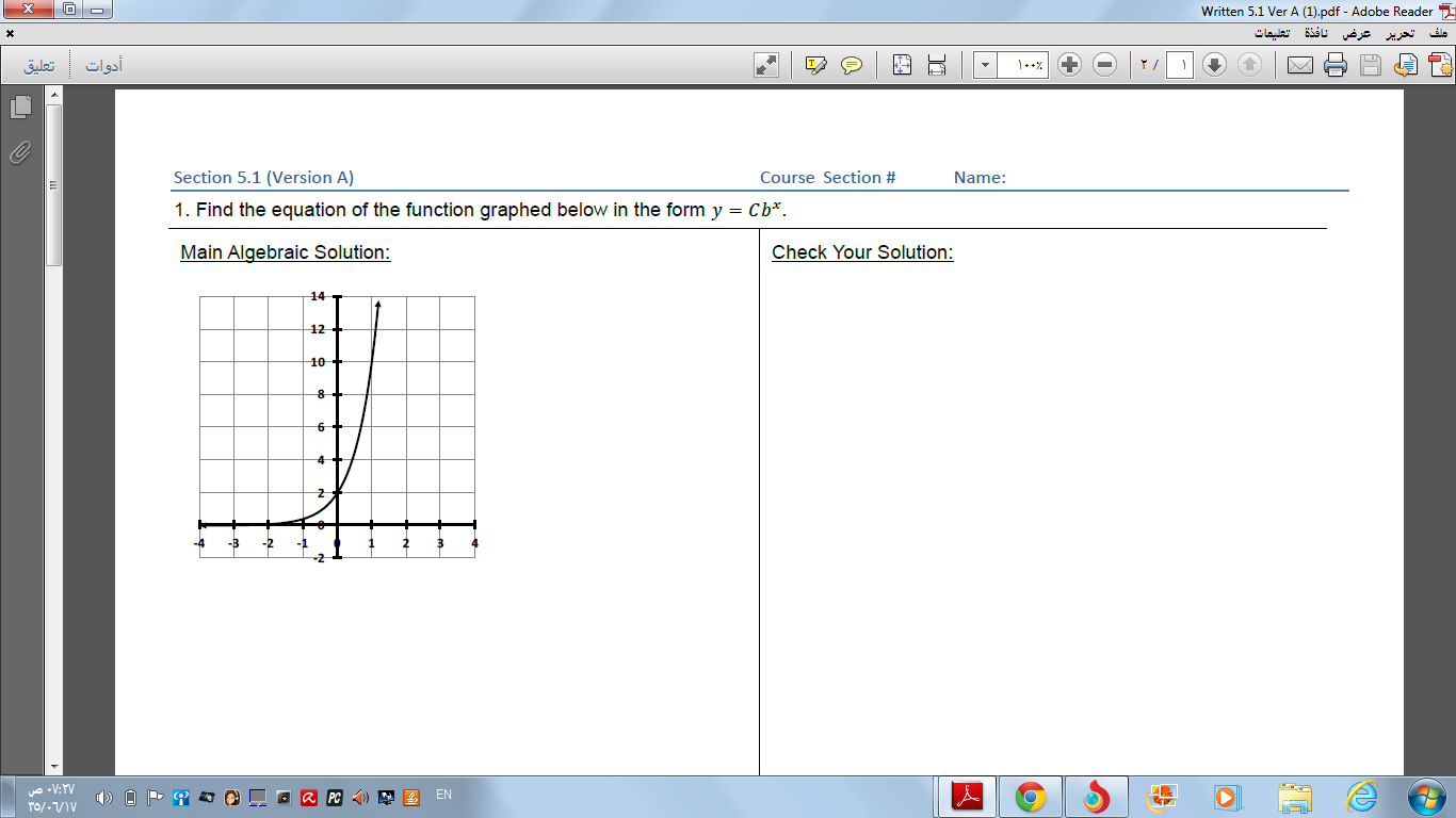 Solved Find the equation of the function graphed below in | Chegg.com