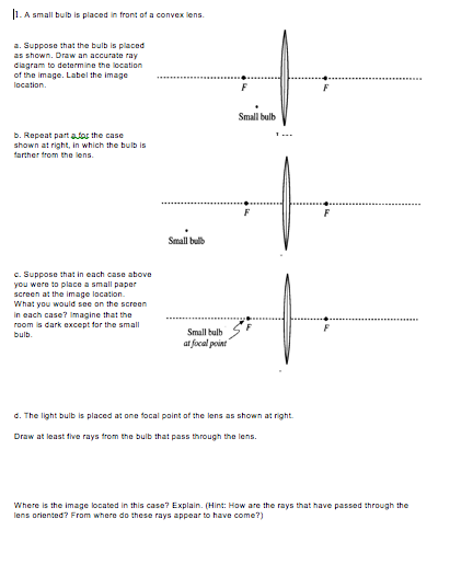 Solved a. Suppose that the bulb is placed as shown. Draw an | Chegg.com