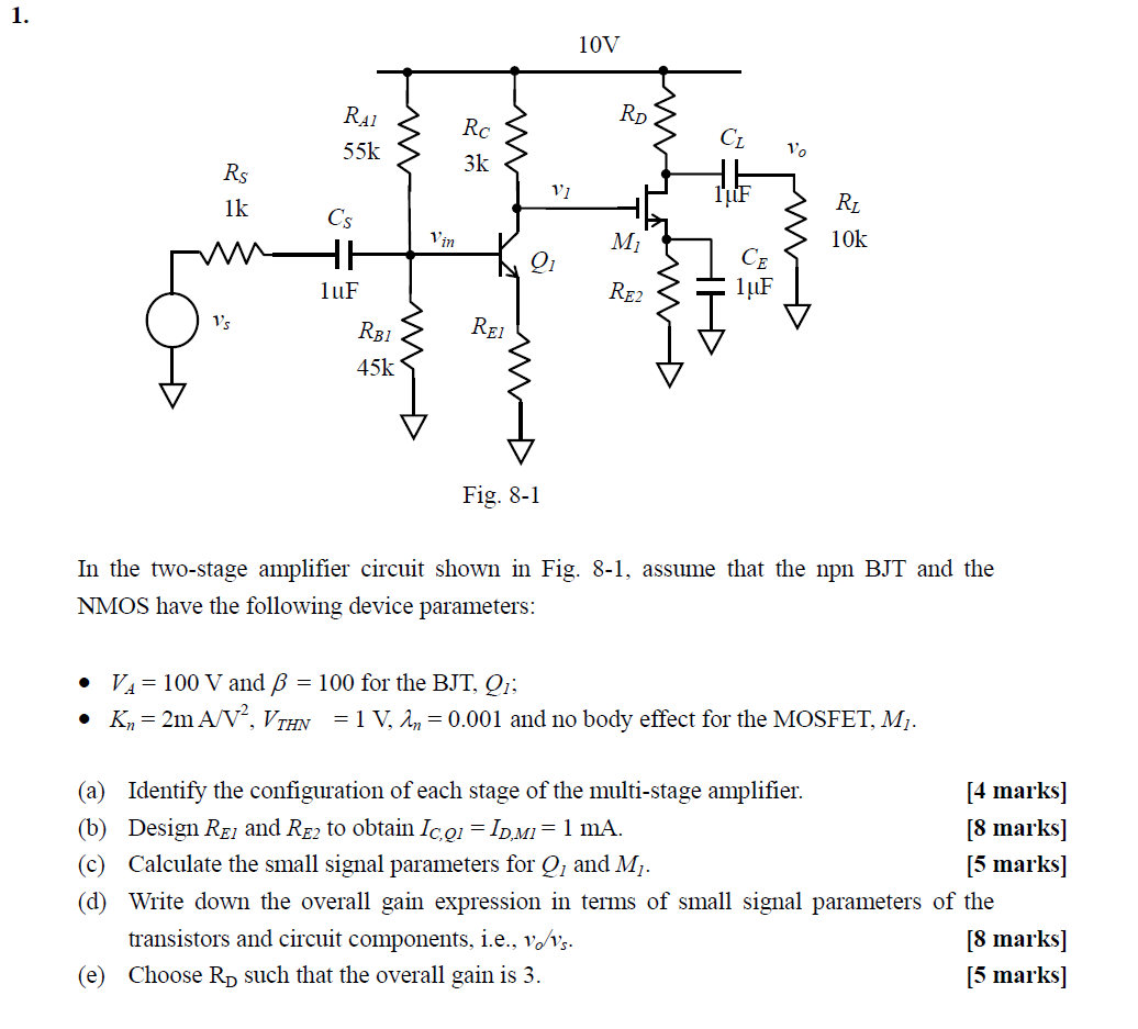 Solved In the two-stage amplifier circuit shown in Fig. | Chegg.com