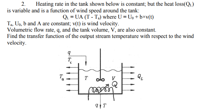 2. Heating rate in the tank shown below is constant; | Chegg.com