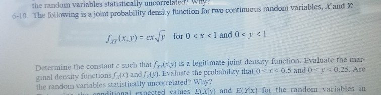 Solved the random variables statistically uncorrelated Wh | Chegg.com
