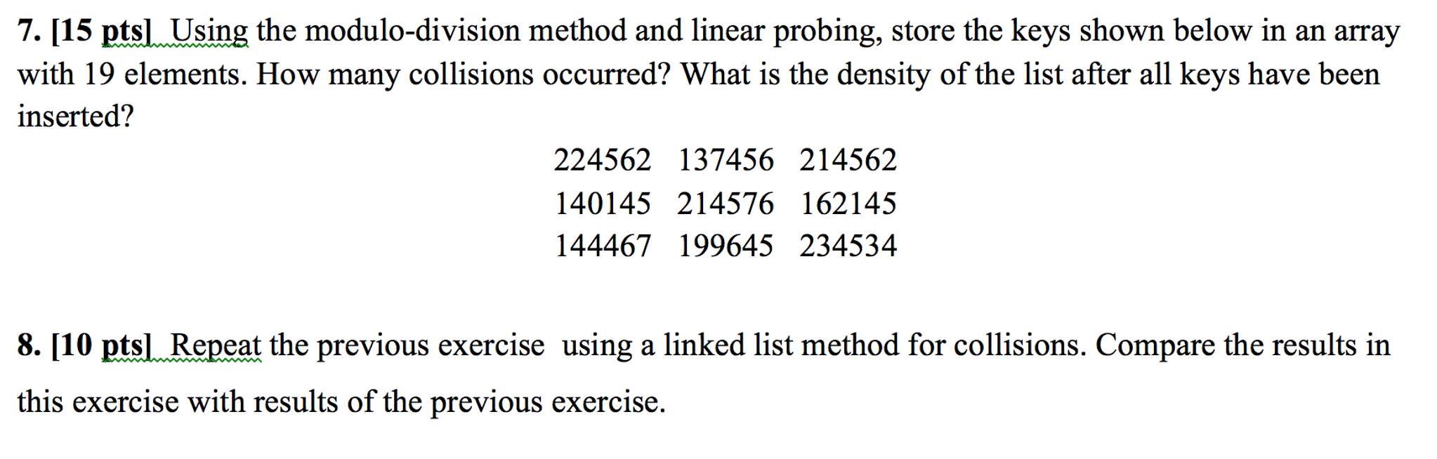 Using The Modulo Division Method And Linear Probing