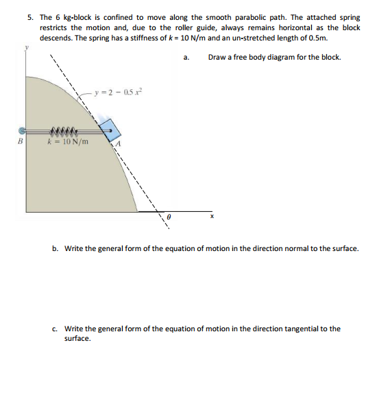 Solved 5. The 6 kg-block is confined to move along the | Chegg.com