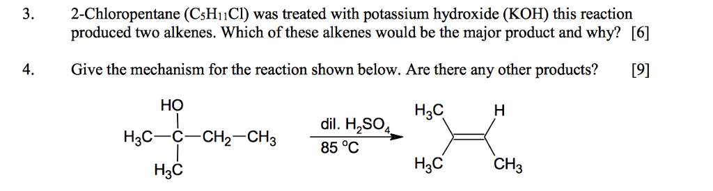 Solved 2-Chloropentane (CsHi1CI) was treated with potassium | Chegg.com
