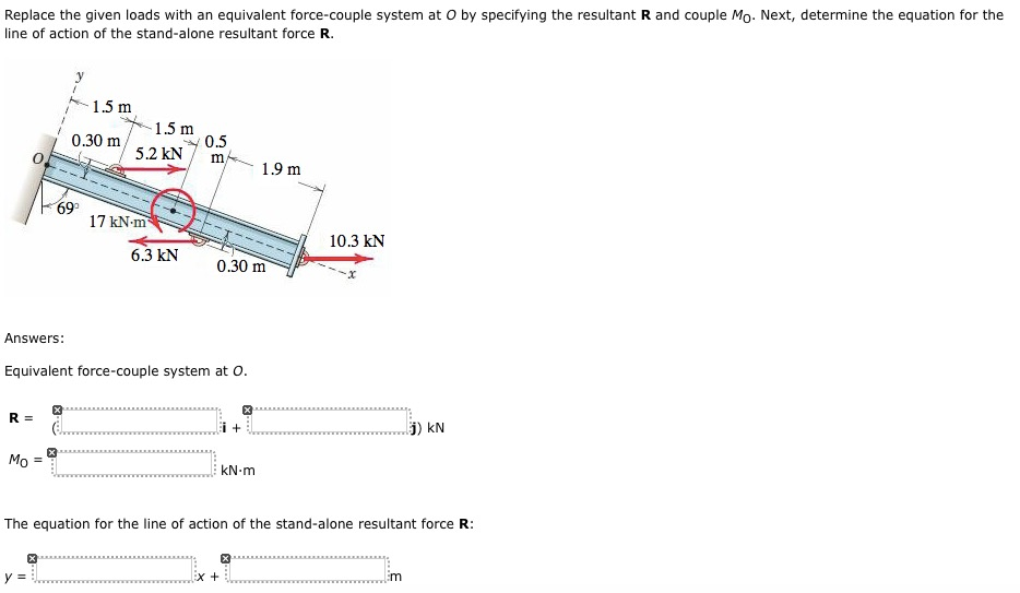 Solved Replace the given loads with an equivalent | Chegg.com