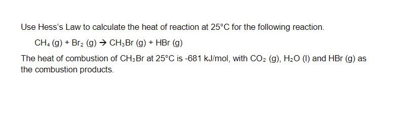 Solved Use Hess's Law to calculate the heat of reaction at | Chegg.com