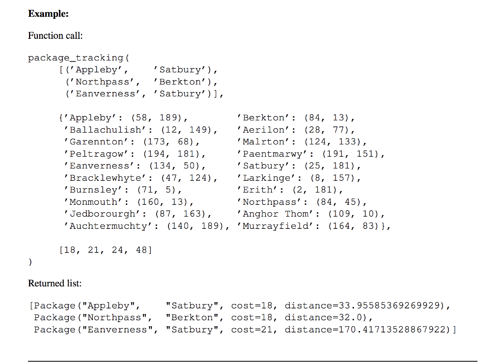 Solved Part II: Tracking Packages (20 points) Complete the | Chegg.com