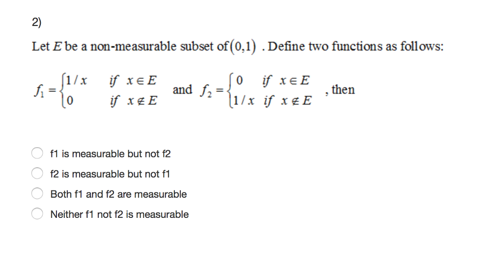 Solved Let E Be A Non Measurable Subset Of 0 1 Define