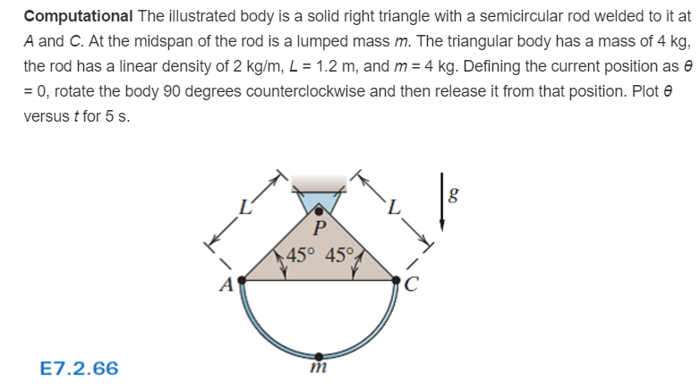 Solved The illustrated body is a solid triangle with a | Chegg.com