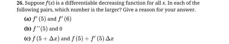 Solved 26. Suppose f(x) is a differentiable decreasing | Chegg.com