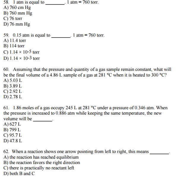 Solved 1 Atm Is Equal To 1 Atm 760 Torr A 760 Cm Chegg