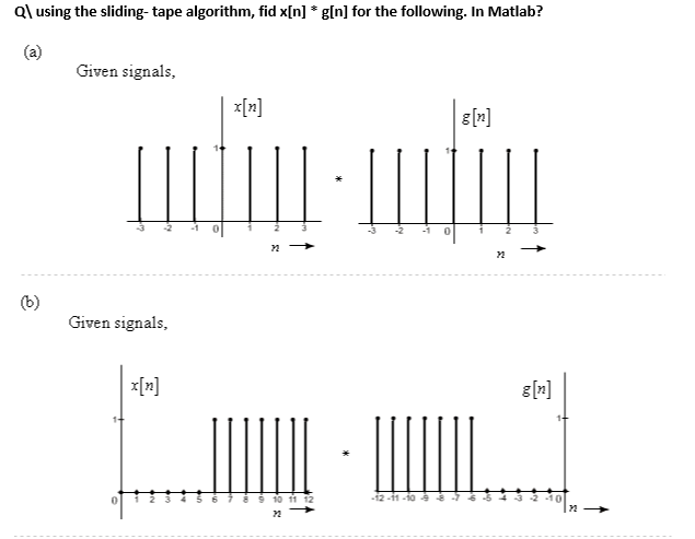 Solved Using the sliding- tape algorithm, fid x[n] * g[n] | Chegg.com