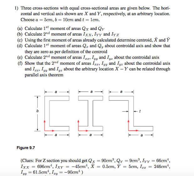 Three cross-sections with equal cross-sectional areas | Chegg.com