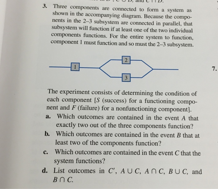 Solved Three components are connected to form a system as | Chegg.com