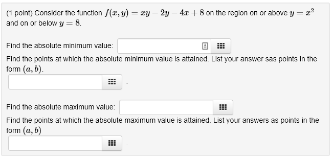 Solved Consider the function f(x, y) = xy - 2y - 4x + 8 on | Chegg.com