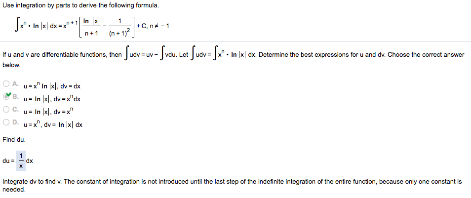 Solved Use integration by parts to derive the following | Chegg.com