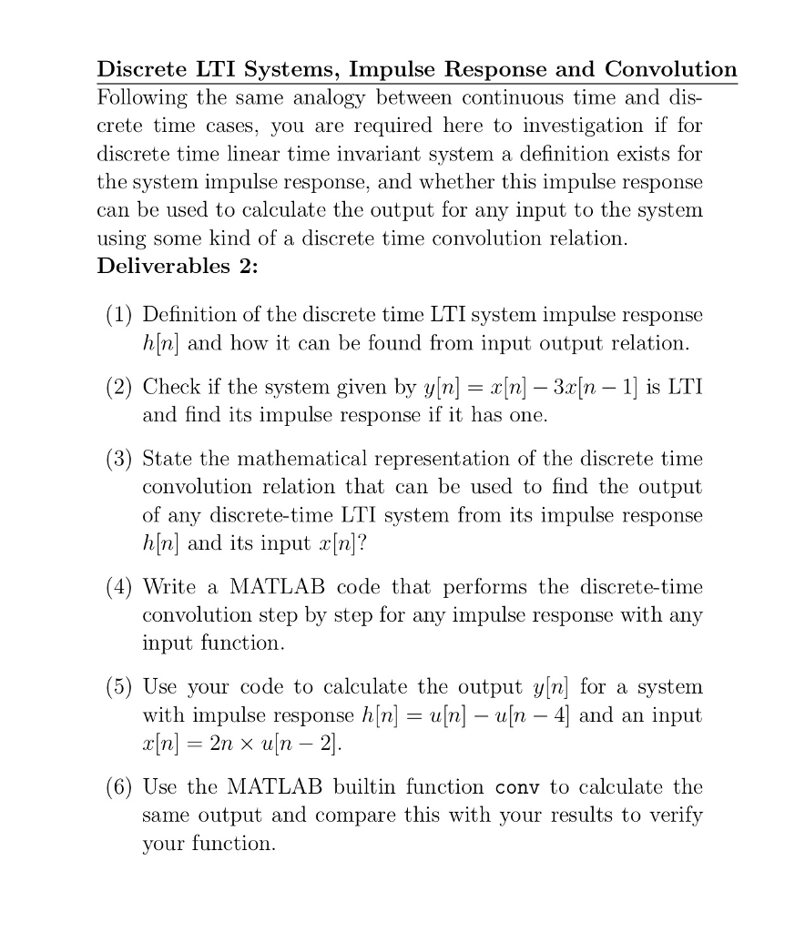 Solved Discrete Lti Systems Impulse Response And 