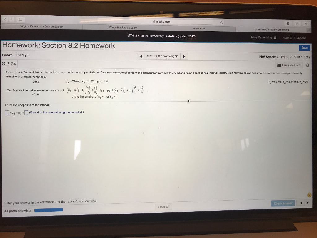 Solved Construct a 90% confidence interval for mu_1 - mu_2 | Chegg.com