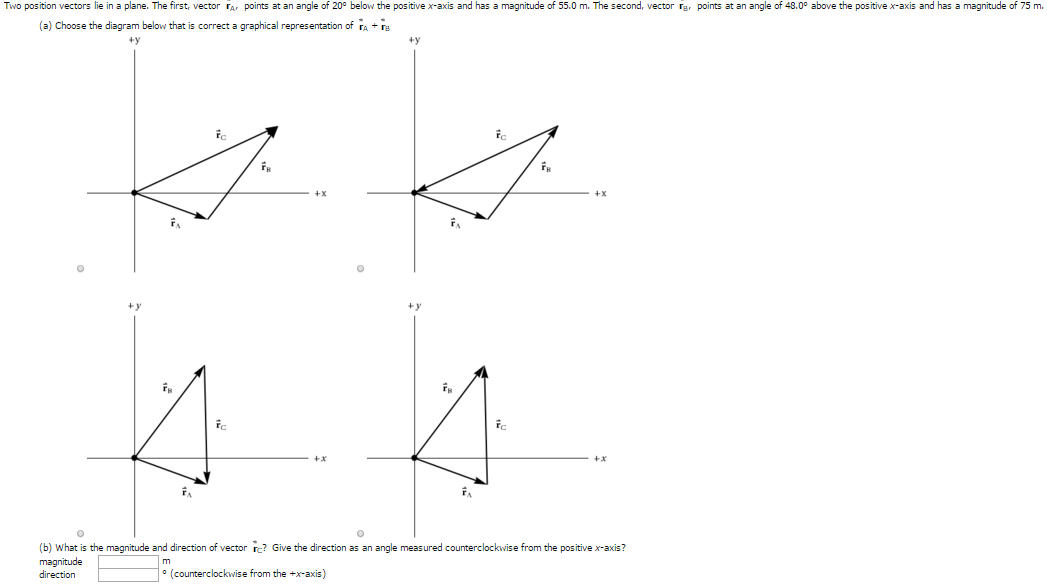 Solved Two position vectors lie in a plane. The first, | Chegg.com