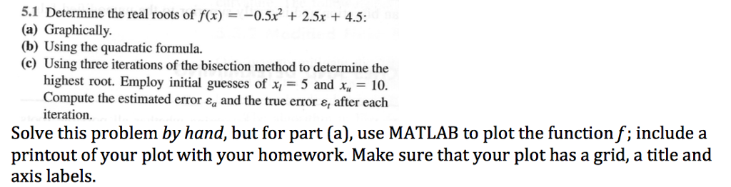 Solved Determine the real roots of f(x) = 0.5x^2 + 2.5x + | Chegg.com