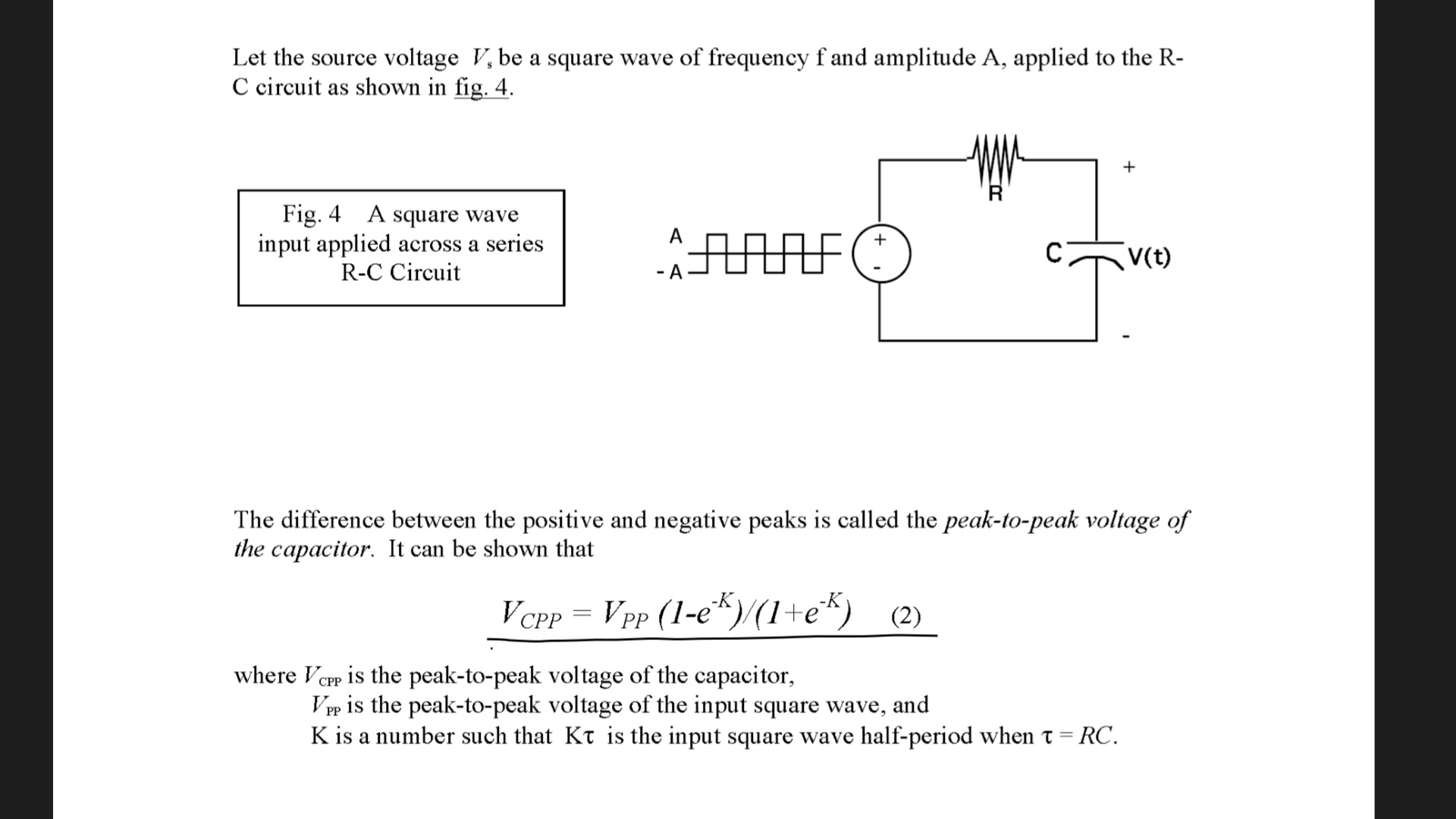 Solved Let the source voltage V, be a square wave of | Chegg.com