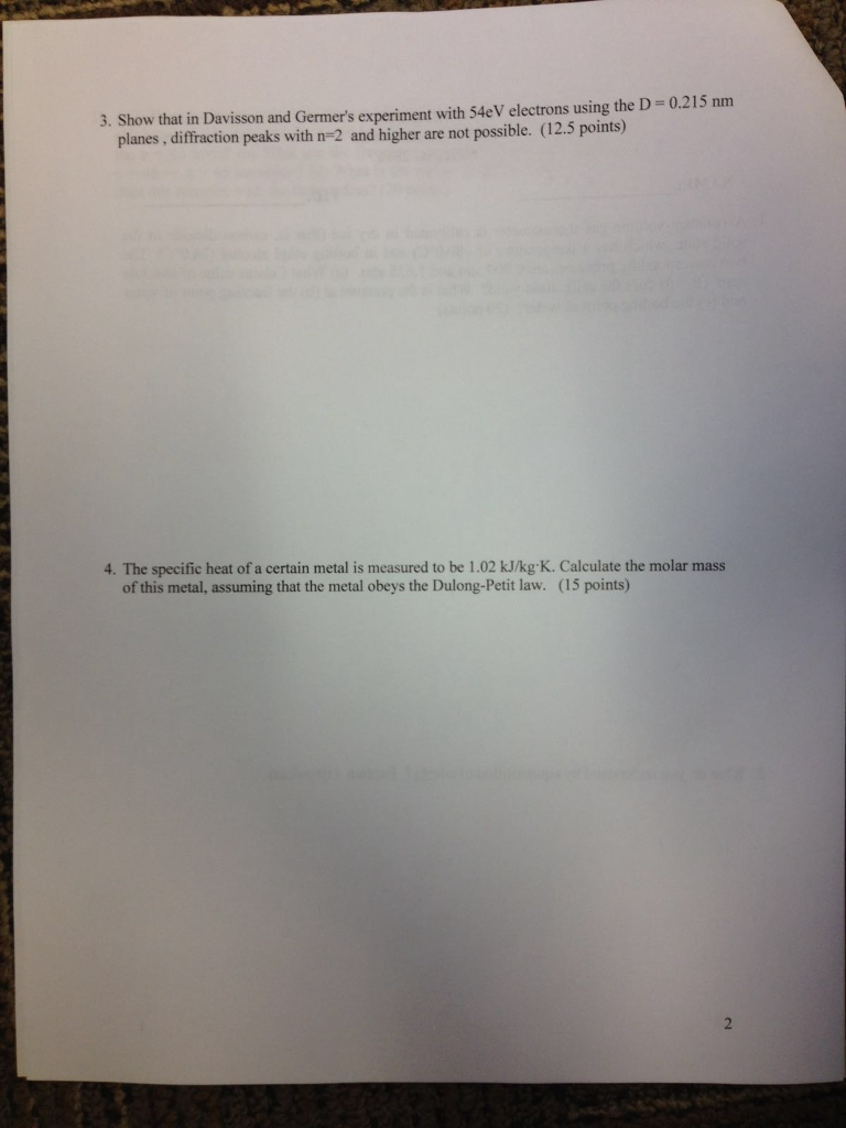 Solved Show that in Davisson and Germer's experiment with | Chegg.com