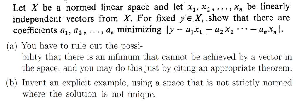 Solved 1. Let X be a normed linear space and let x1, x2, .. | Chegg.com