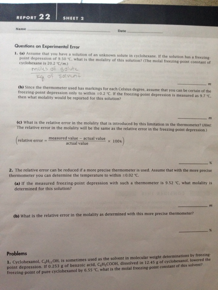 Solved Questions on Experimental Error 1. (a) Assume that | Chegg.com