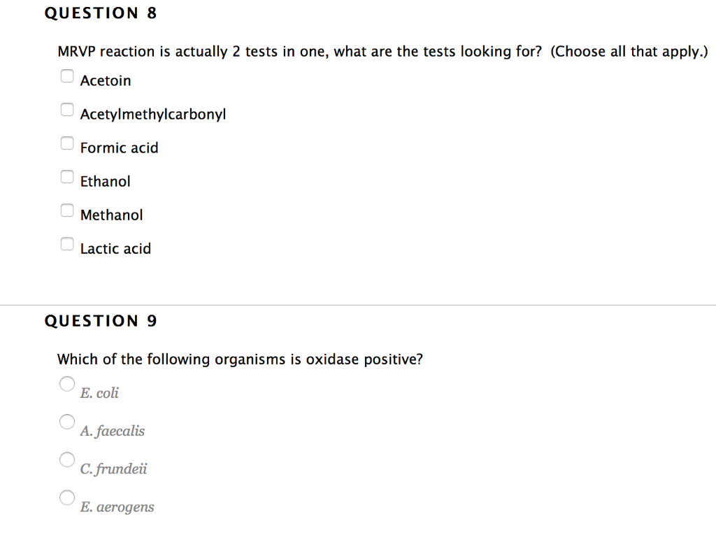 Solved QUESTION 8 MRVP reaction is actually 2 tests in one, | Chegg.com