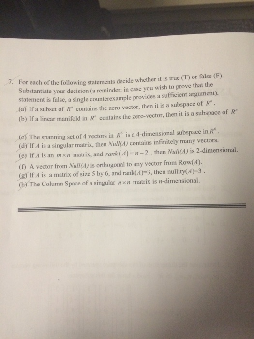 Solved For each of the following statements decide whether | Chegg.com