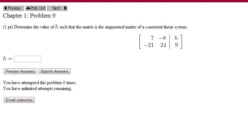 Solved Determine the value of h such that the matrix is die | Chegg.com