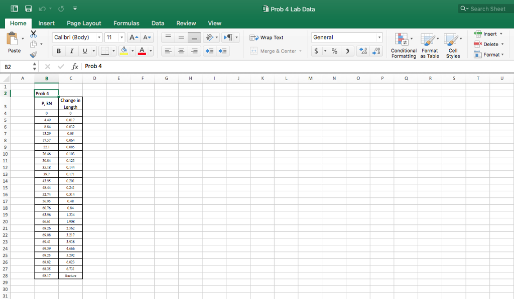 Solved D A O 5 = O Prob 4 Lab Data Q- Search Sheet Insert - | Chegg.com