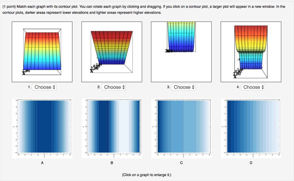 Solved (1 point) Match each graph with its contour plot. You | Chegg.com Solved (1 point) Match each graph with its contour plot. You | Chegg.com