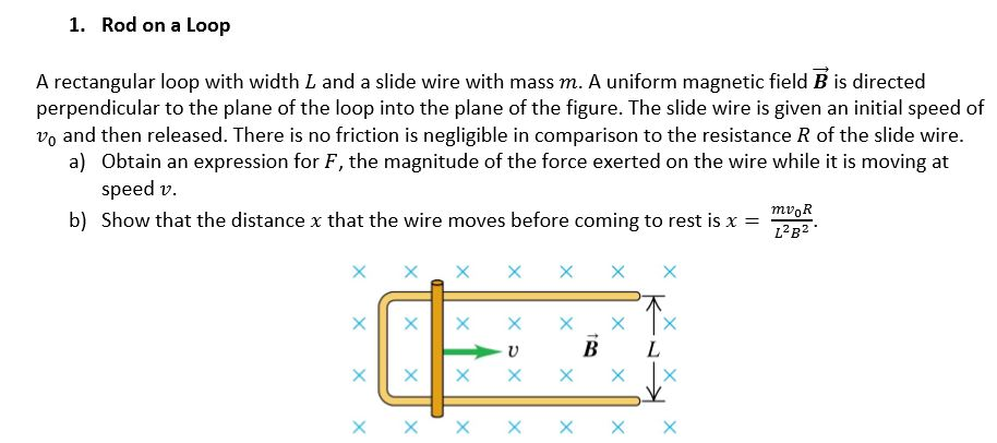 Solved 1. Rod on a Loop th mass m. A uniform magnetic field | Chegg.com