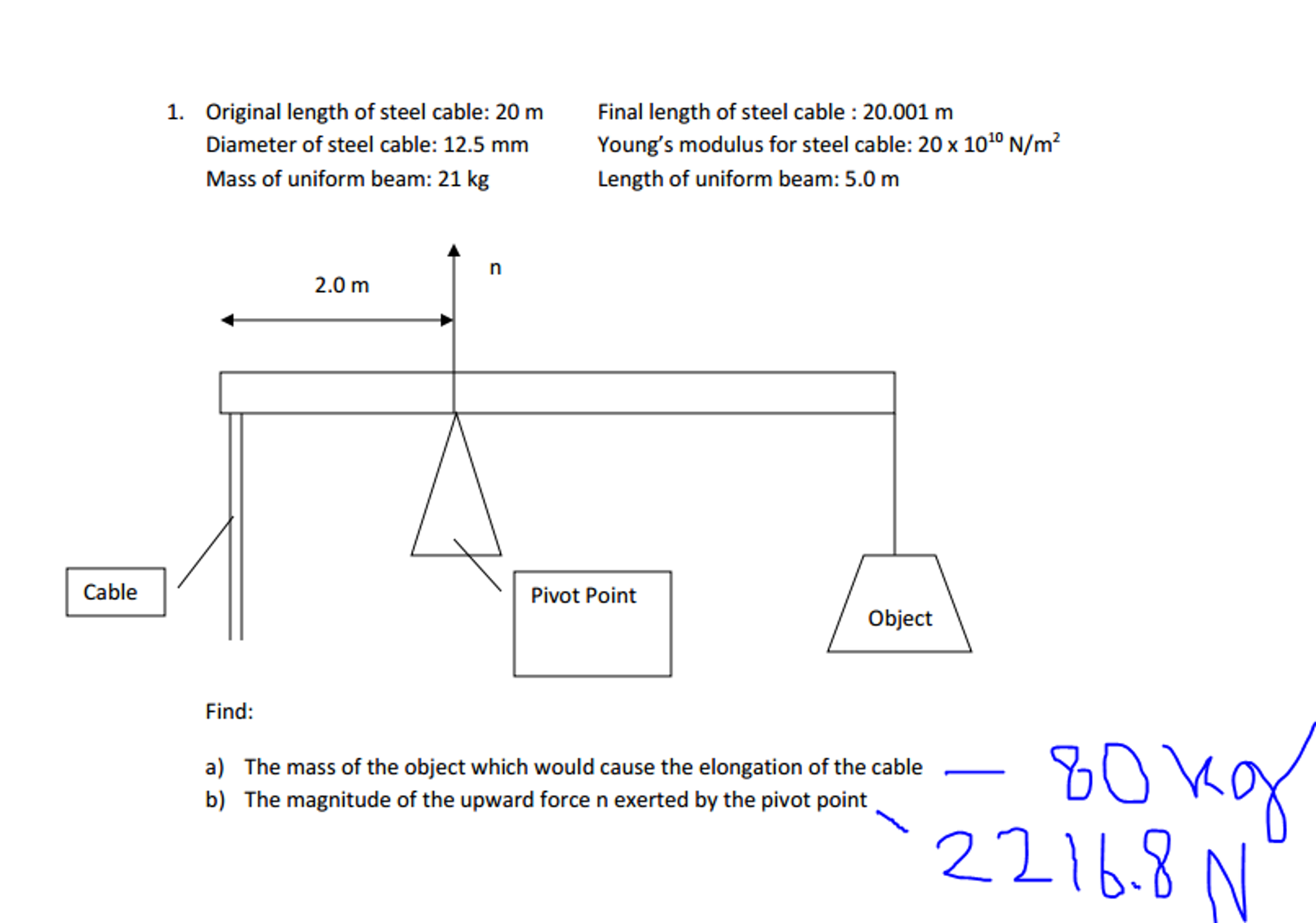 Solved Young's modulus and equilibrium question. How do I | Chegg.com