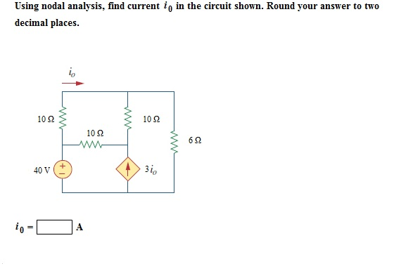 Solved Using nodal analysis, find current i0 in the circuit | Chegg.com
