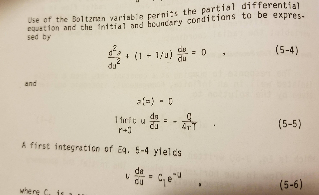 Solved Use the definition of the Boltzmann variable, u, Eq. | Chegg.com