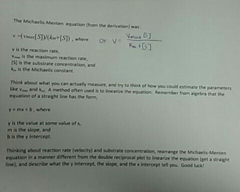 answer this Michaelis-menten equation. (microbiology) | Chegg.com