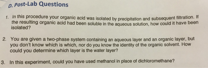 Solved ORGANIC CHEMISTRY EXTRACTION LAB ASSISTANCE. Please | Chegg.com