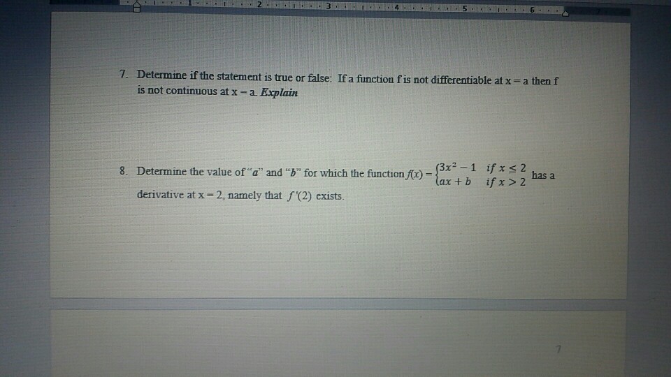 Solved 7. Determine if the statement is true or false: If a | Chegg.com