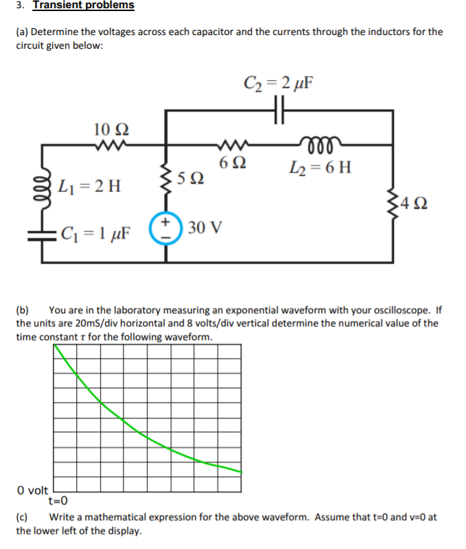 Solved 3. Transient problems (a) Determine the voltages | Chegg.com