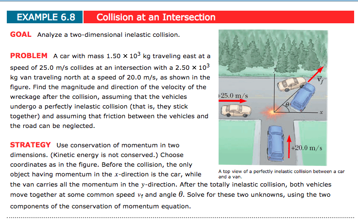 Solved EXAMPLE 6.8 Collision at an Intersection GOAL Analyze | Chegg.com