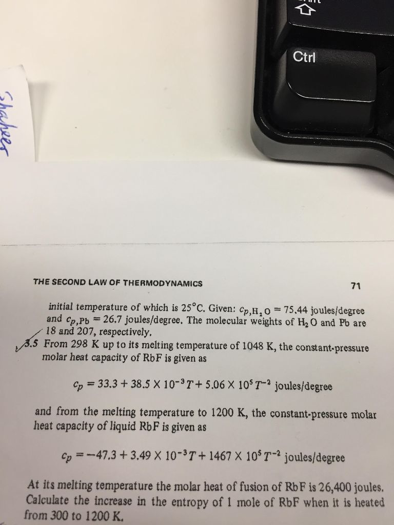 Solved From 298 K up to its melting temperature of 1048 K, | Chegg.com