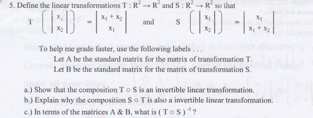 Solved Define the linear transformations T: R^2 rightarrow | Chegg.com