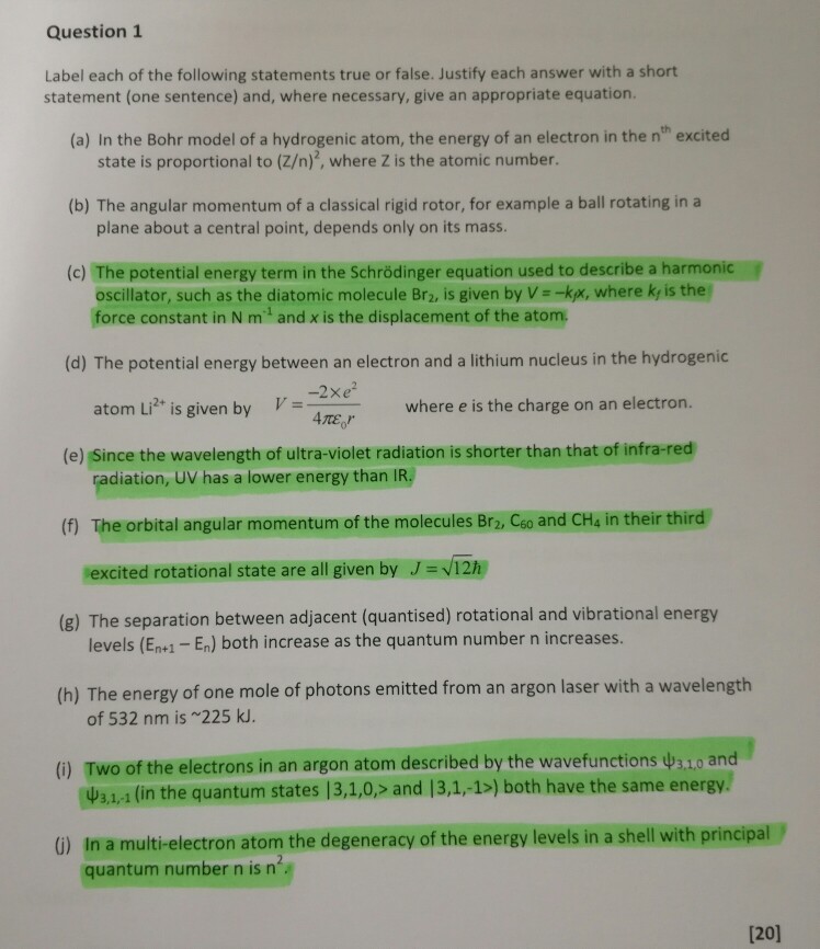 Solved Question 1 Label each of the following statements | Chegg.com