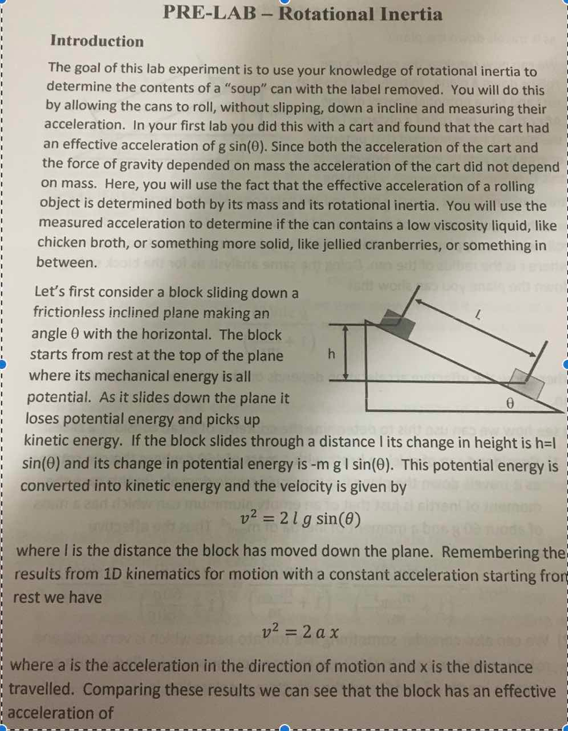Solved PRE-LAB - Rotational Inertia Introduction The goal of | Chegg.com