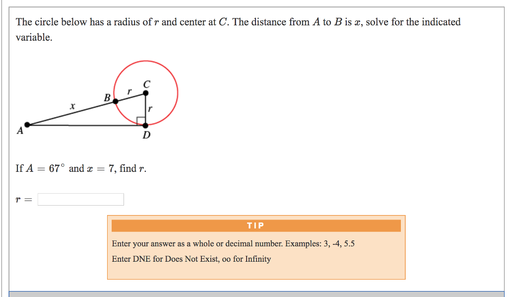 Solved The circle below has a radius of r and center at C. | Chegg.com