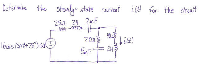 Solved Determine the steady-state current i(t) for the | Chegg.com