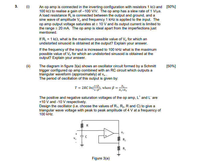 Solved (i) [5096] An op amp is connected in the inverting | Chegg.com