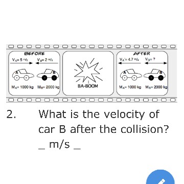Solved What is the velocity of car B after the collision? | Chegg.com